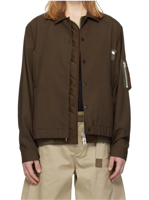 Sacai Zipped Blouson Jacket - Brown