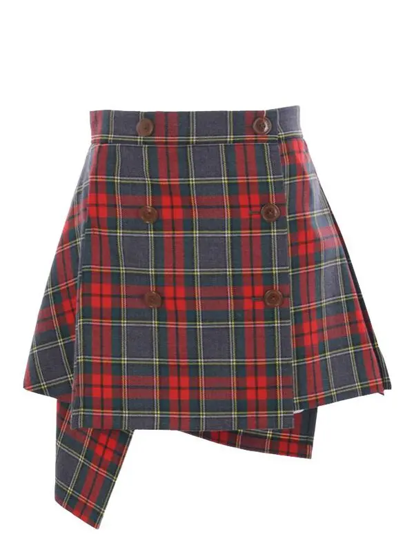 VIVIENNE WESTWOOD Asymmetrical Plaid Mini Skirt - Black