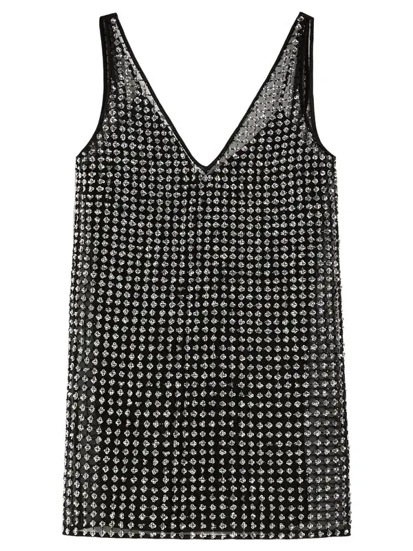 Max Mara Sleeveless Organza And Sequins Short Dress - Black