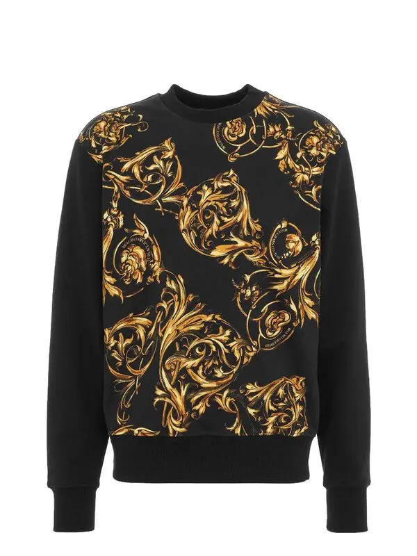 Versace Baroque Print Long Sleeve Sweatshirt - Black