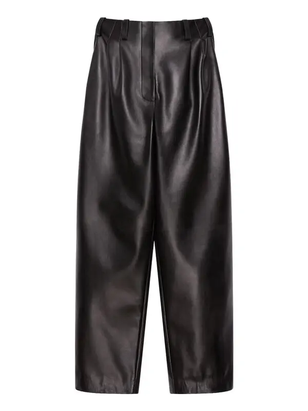 Givenchy Double Pleat Leather Pants - Black