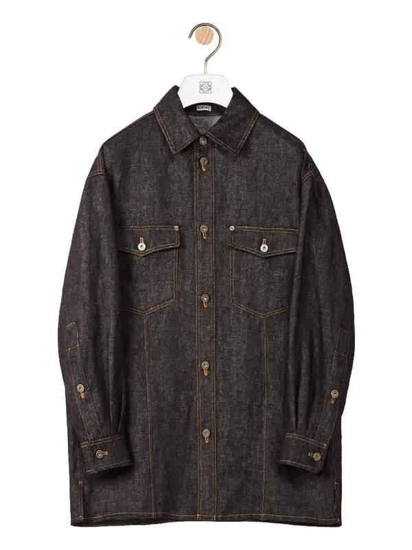Loewe Gold Buckle Denim Coat - Black