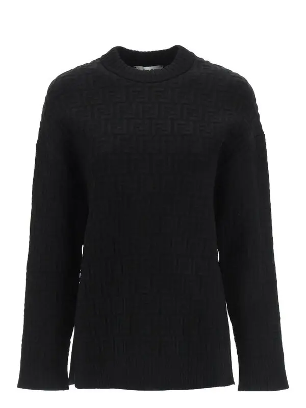 Fendi Monogram Embossed Knit Jumper - Black