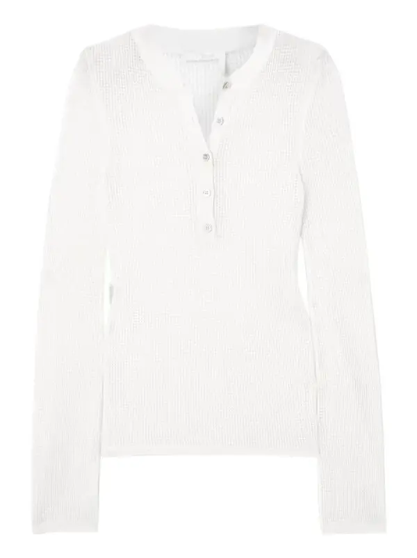 Chloé Mesh Pullover With Button Detail - White
