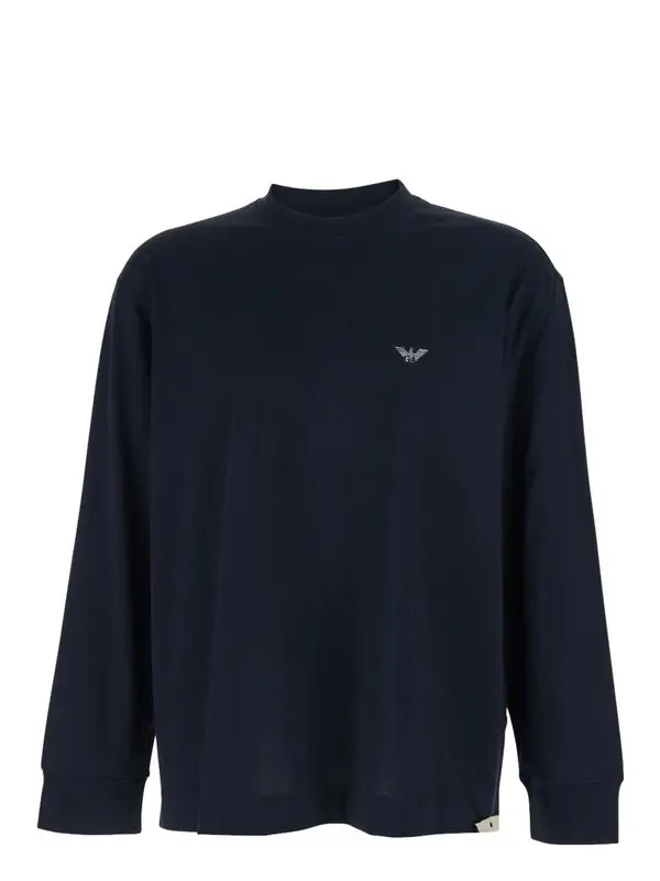 Emporio Armani Logo Embroidered Crewneck T-shirt - Blue