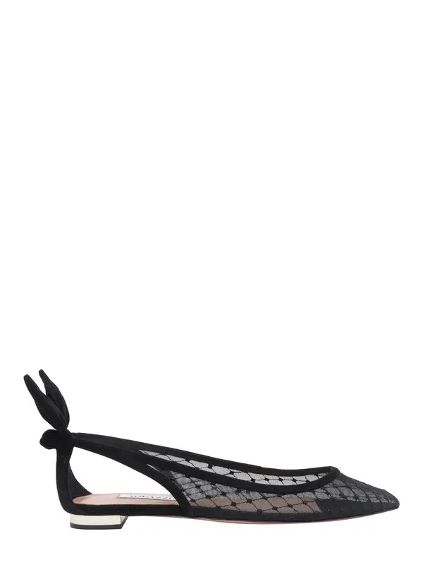 AQUAZZURA Bow Tie Net Ballet Flats - Black