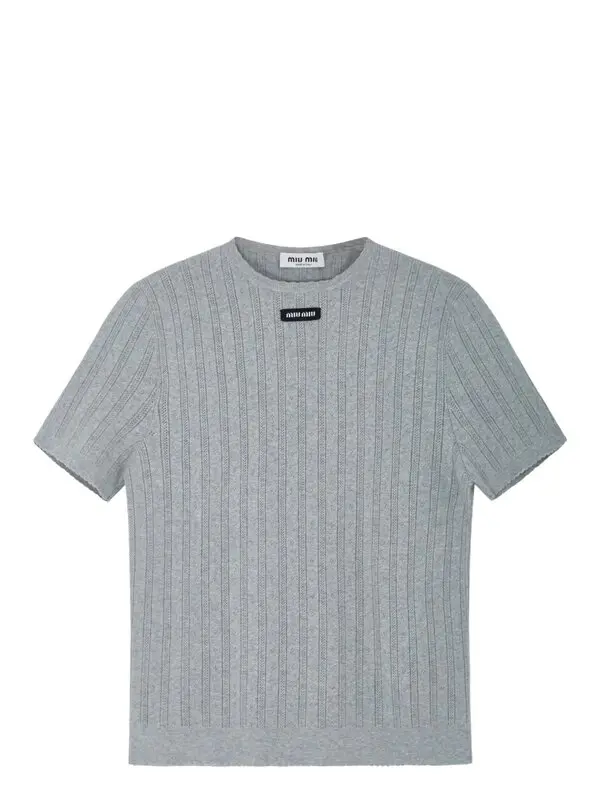Miu Miu Openwork Cotton Knit Jumper - Grey