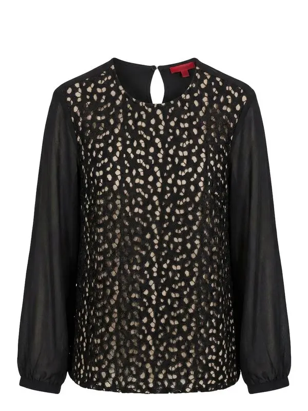 Max Mara Long-sleeved Blouse With Lace Detailing - Black