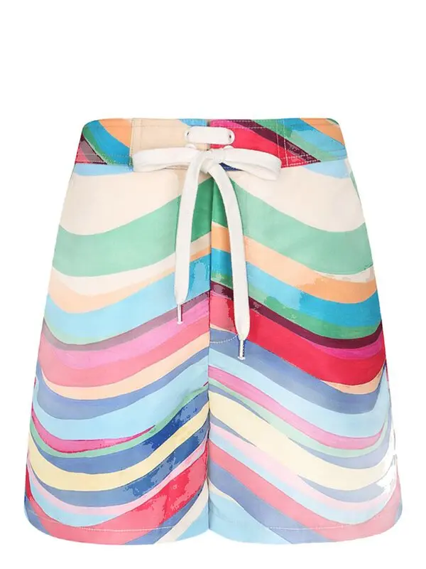 Red Valentino Multicolor Printed Pattern High Waist Shorts - Blue