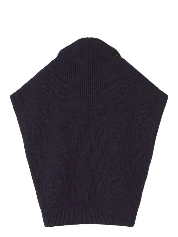 LANVIN High-neck Diamond-pattern Sleeveless Sweater - Black