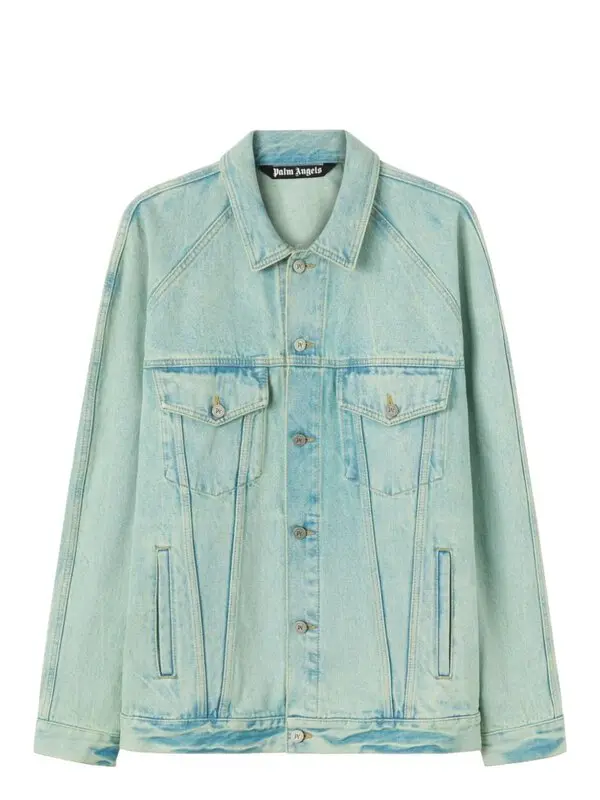 Palm Angels Overdyed Buttoned Denim Jacket - Green