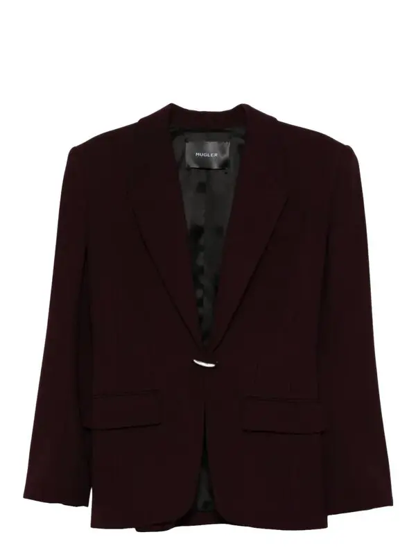 MUGLER Single-breasted Wool Jacket With Notched Lapels - Black
