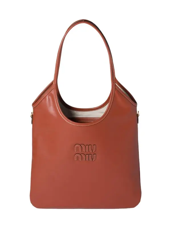 Miu Miu Logo Lettering Tote Bag - Rust-colored