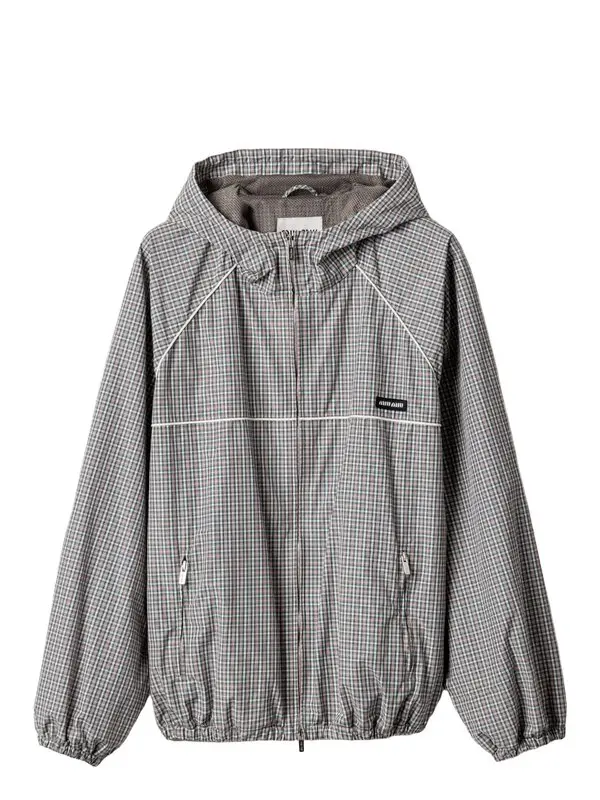 Miu Miu Checked Drawstring Hooded Jacket - Dark Green/white