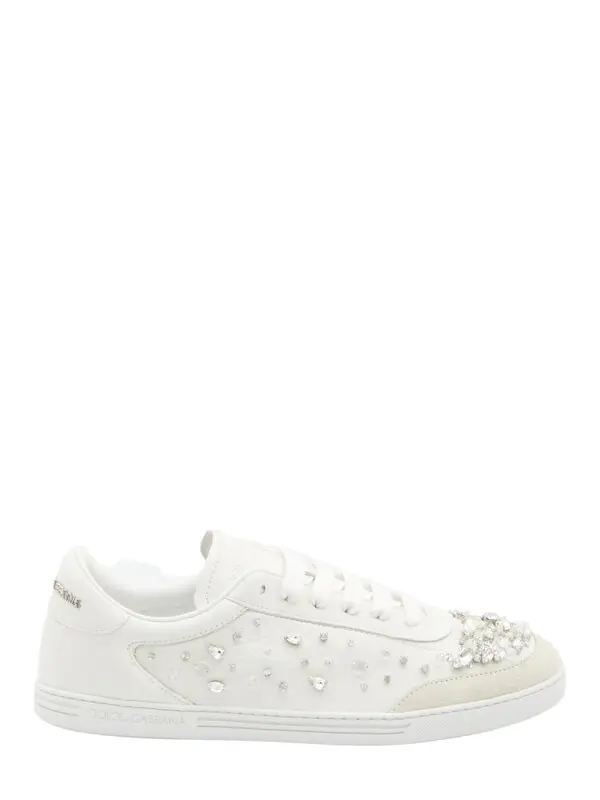 Dolce & Gabbana Embellished Calf Leather Sneakers - White
