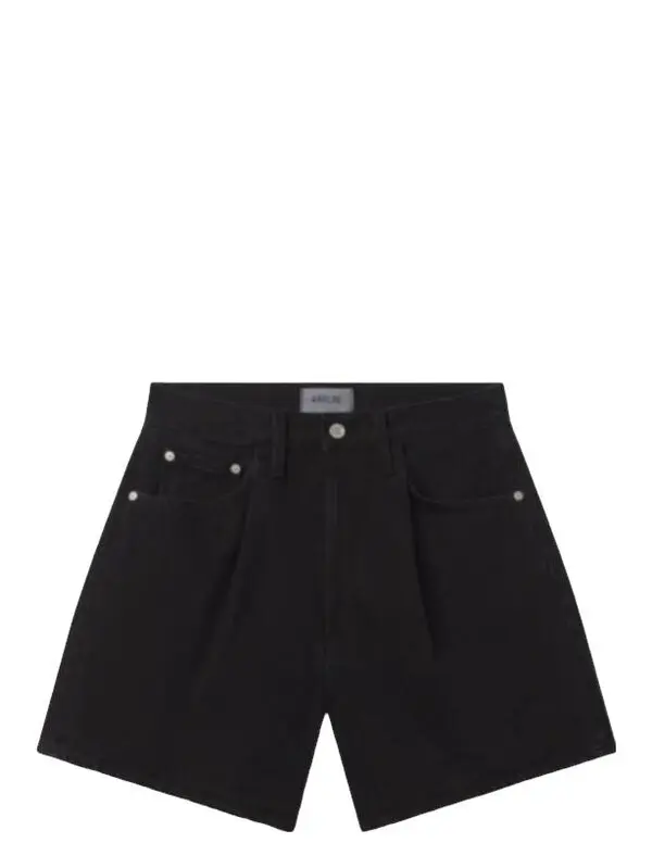 AGOLDE High-rise Pleated Denim Shorts - Black