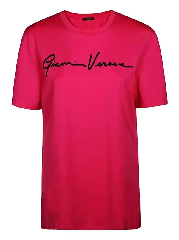 Versace Logo Embroidered T-shirt - Red