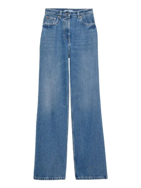 Prada Triangle Logo Flared Jeans - Light Blue