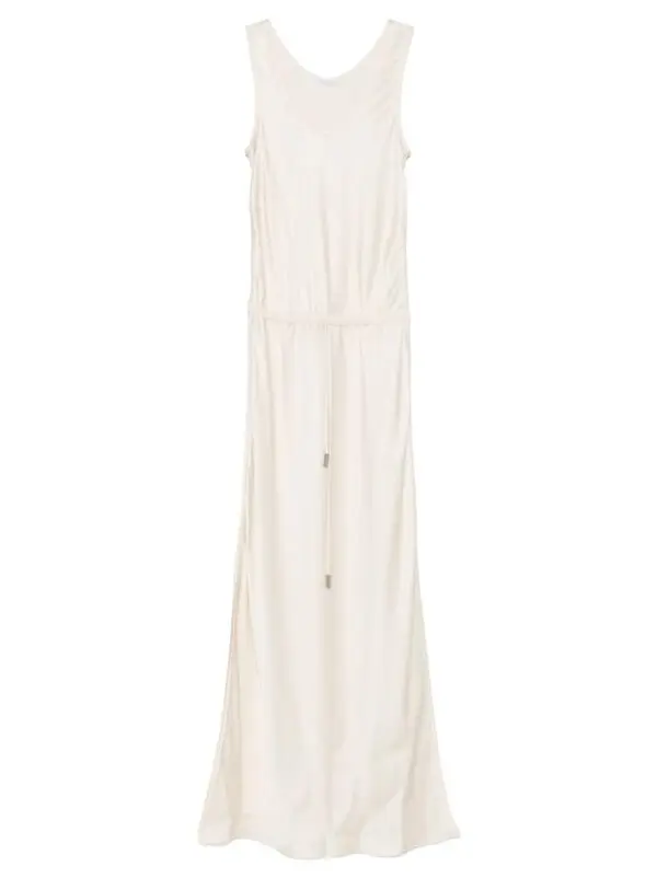 Brunello Cucinelli Sleeveless Maxi Dress With Drawstring - White