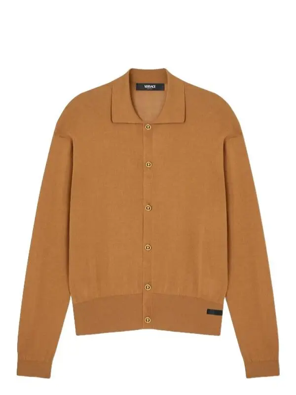 Versace Cardigan With Pointed Collar And Button Closure - Brown