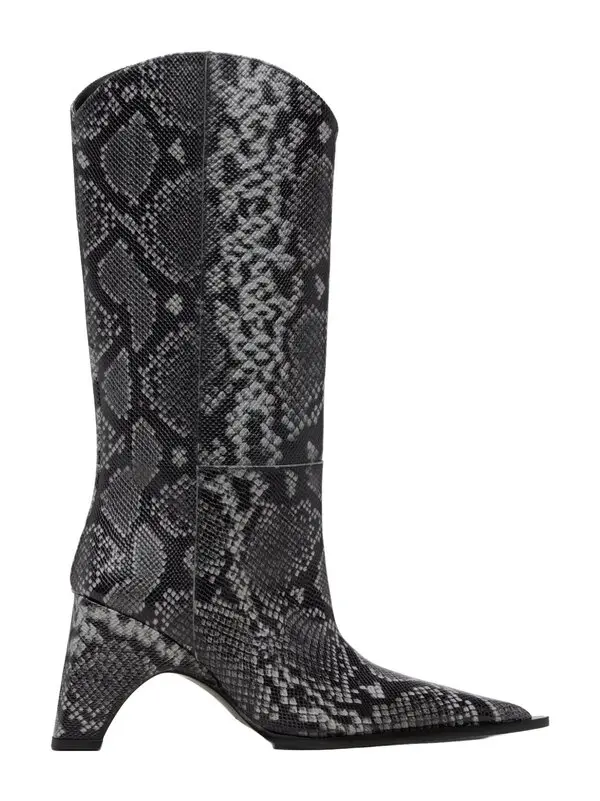 Coperni Pointed-toe Snakeskin Embossed Leather Boots - Black