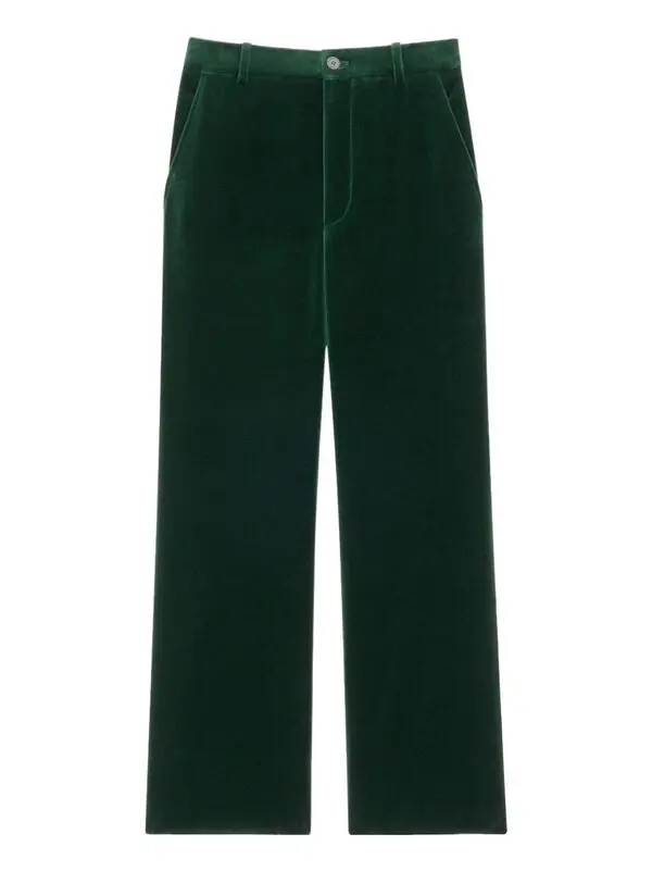 Saint Laurent Velvet Mid-rise Tailored Pants - Black