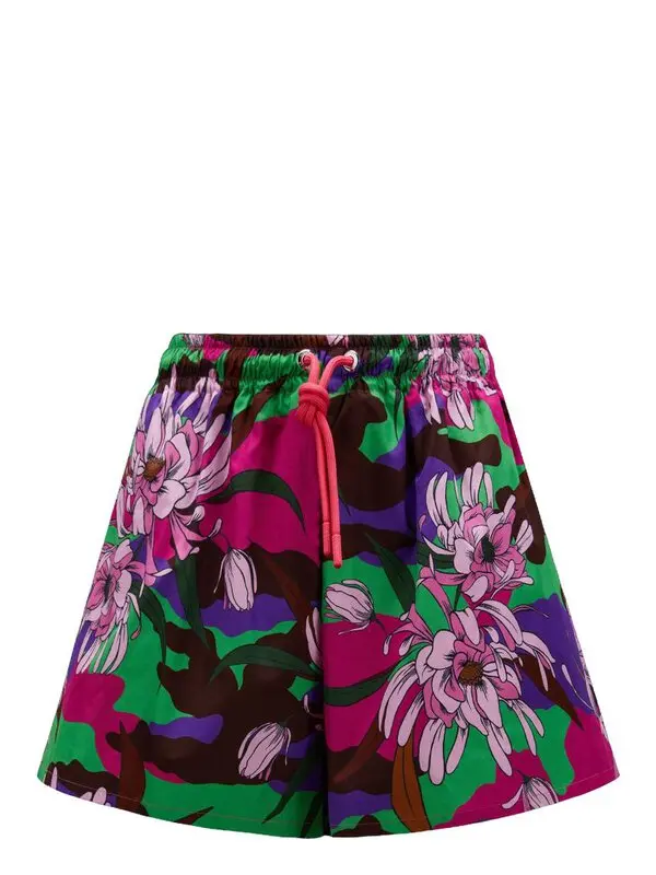 Moncler Multicolor Tropical Print Shorts - Black