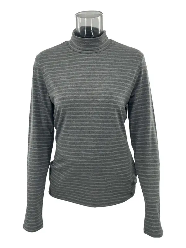 Max Mara Striped Long Sleeve Turtleneck Top - Black