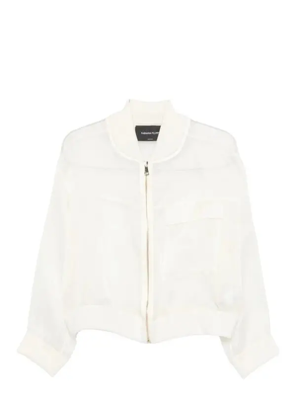 Fabiana Filippi Long Sleeve Zip-up Jacket - White