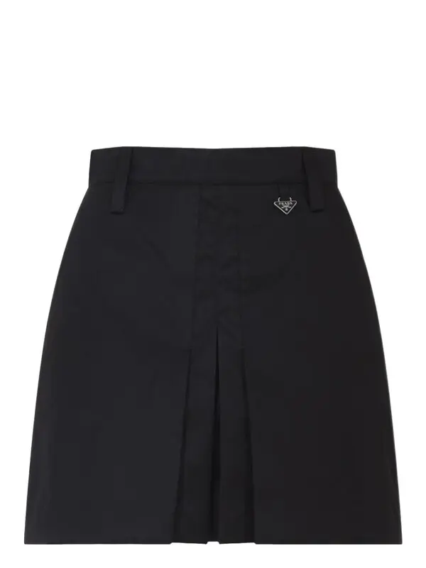 Prada Pleated Mini Skirt With Triangle Logo - Black