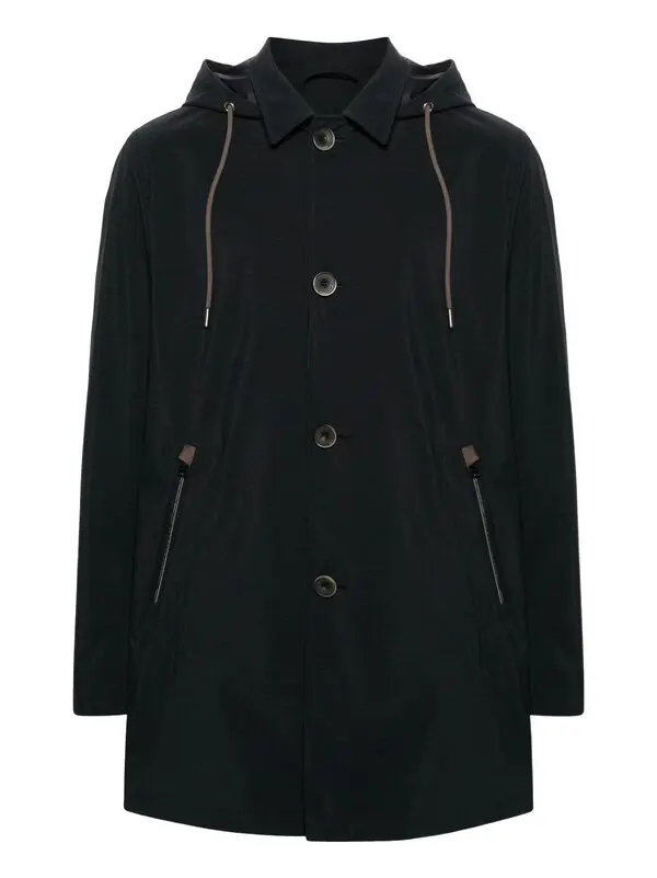 Herno Button-up Hooded Jacket - Black