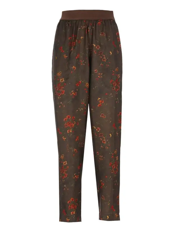 UMA WANG Printed Elastic Belt Casual Pants - Brown