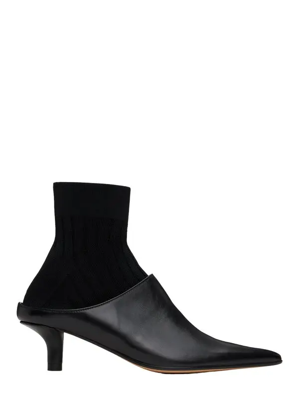 MAISON MARGIELA Pointed Toe Sock Ankle Boots - Black