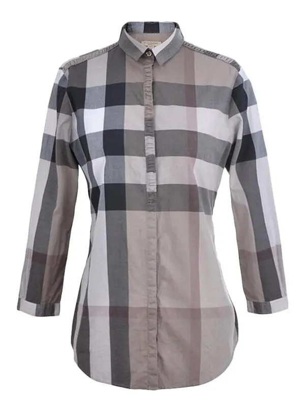 Burberry Checkered Long Sleeve Shirt - Gray