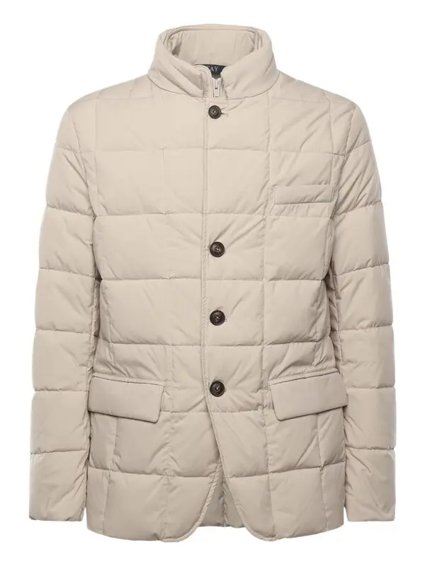 FAY Quilted Zip-closure Coat With Stand Collar - Nude