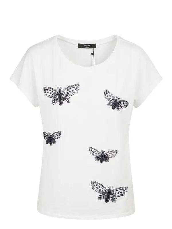 Max Mara Embellished Butterfly Print Short Sleeve Shirt - Gray