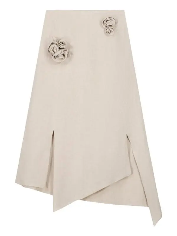 Coperni Floral Appliqué Asymmetric Skirt - Nude
