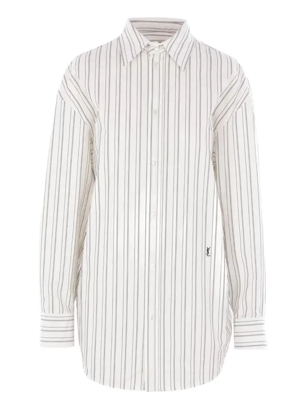 Saint Laurent Striped Graphic Print Shirt - White