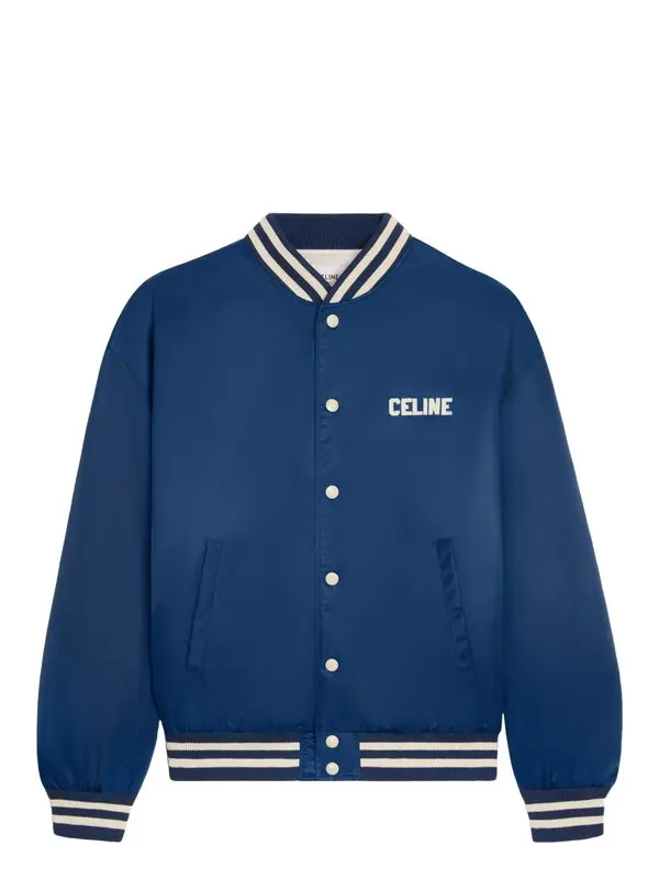 Celine Loose Teddy Jacket In Nylon - Blue