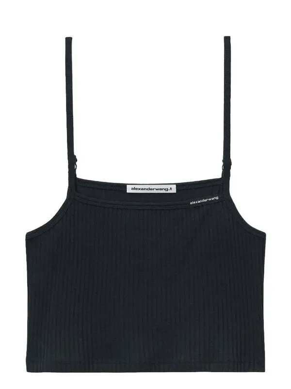 Alexander Wang Ribbed Knit Spaghetti Strap Top - Black