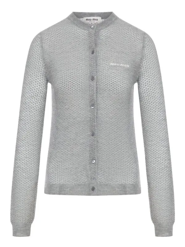 Miu Miu Crewneck Button-up Cardigan - Grey