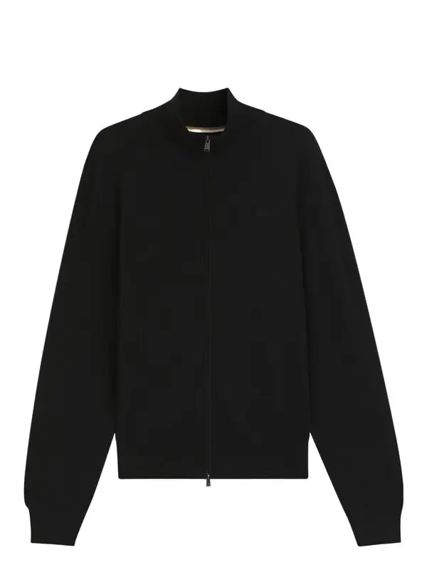 Hugo Boss Zip-up High Neck Cardigan - Black