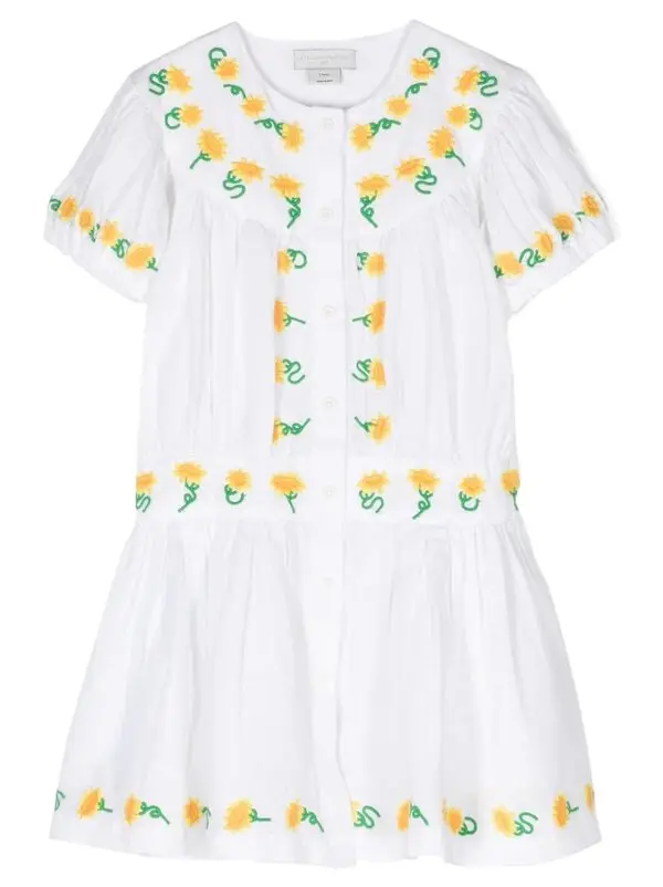 Stella McCartney Embroidered Short Sleeve Dress - White
