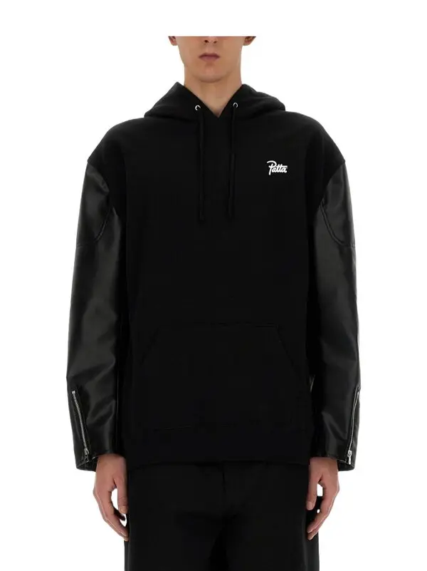 Junya Watanabe X Patta Logo Printed Drawstring Hoodie - Black
