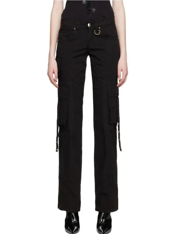 Blumarine Low-rise Cargo Trousers With Eyelet Detail - Black