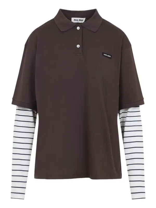 Miu Miu Jersey Polo Shirt With Graphic Print - Black