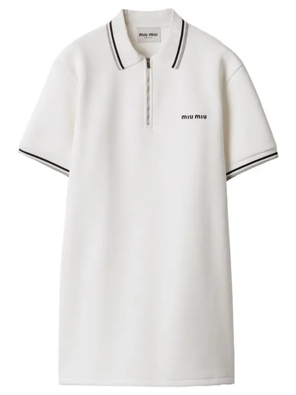 Miu Miu Short-sleeved Zip Polo Dress - White