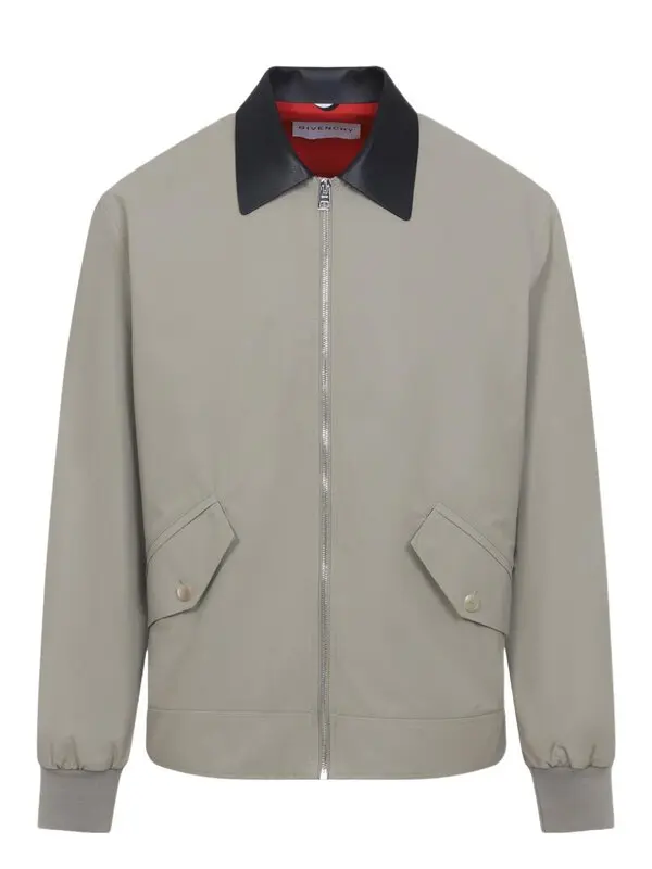 Givenchy Harrington Jacket In Cotton With Leather Details - Beige