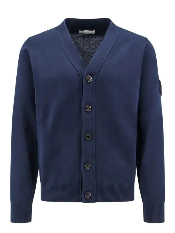 Stone Island V-neck Button-up Cardigan - Blue