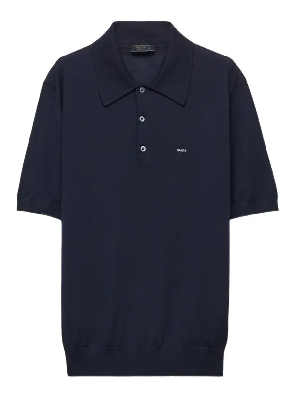 Prada Short-sleeved Knitted Polo Shirt - Blue